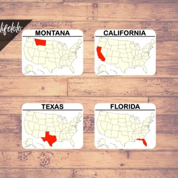 USA STATES MAP - 51 Flash Cards | Montessori Activity | 3 Part Cards ...
