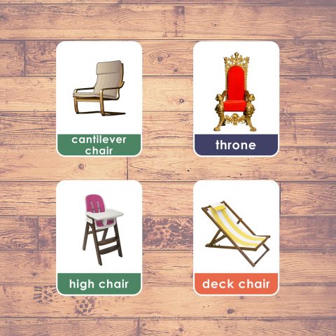 CHAIR VOCABULARY - Flash Cards | Montessori | Educational | Learning ...