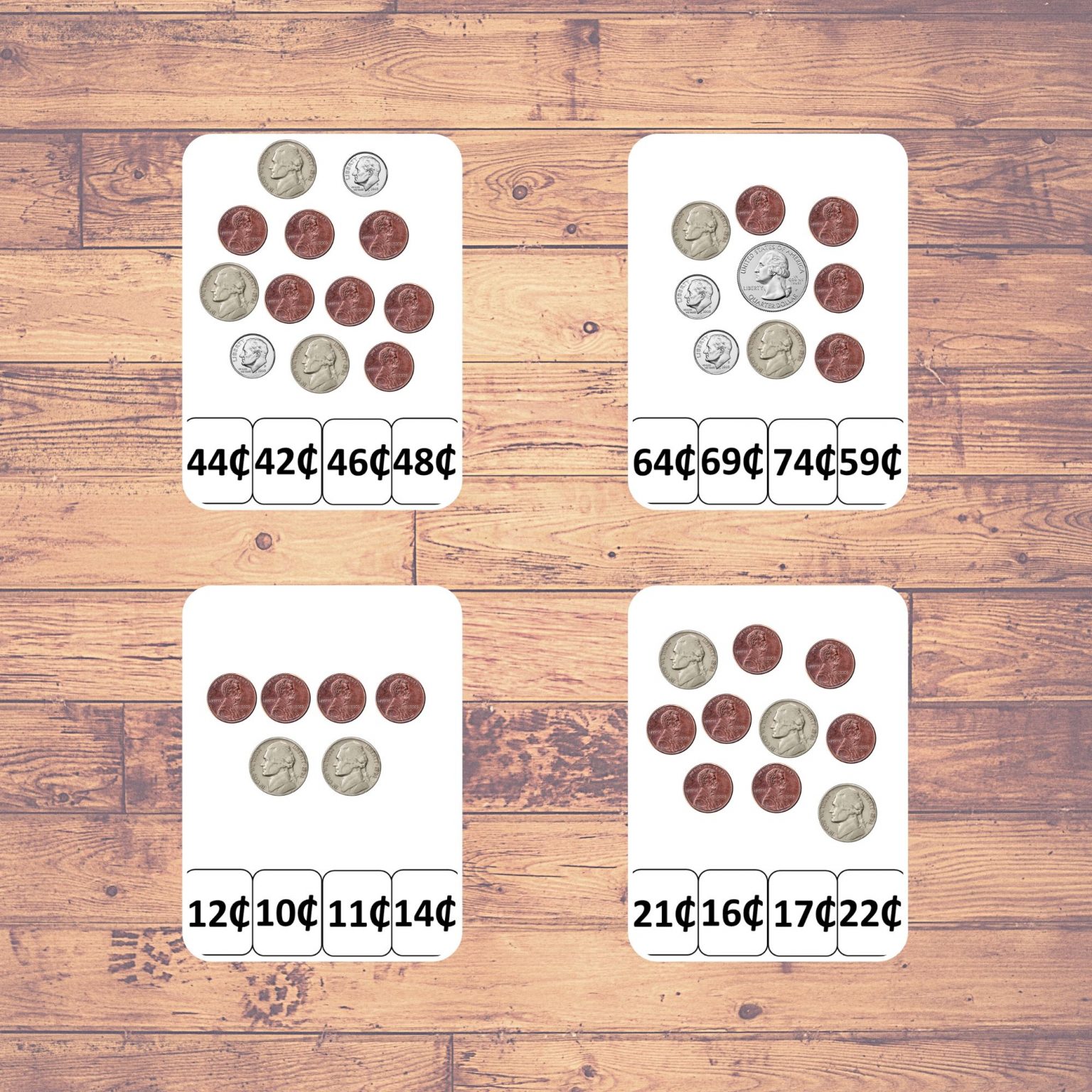 COUNTING COINS Clip Counting Cards Montessori Homeschooling COUNTING COINS Clip Counting Cards Montessori Homeschooling