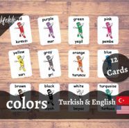 Colors TURKISH Flash Cards | Bilingual Homeschool Printable | Turkish ...