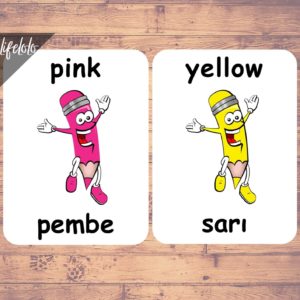Colors TURKISH Flash Cards | Bilingual Homeschool Printable | Turkish ...