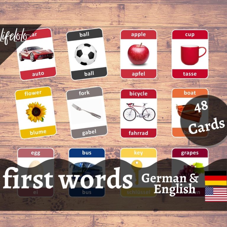First Words GERMAN Flash Cards | Bilingual Homeschool Printable ...