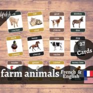 Farm Animals FRENCH Flash Cards | Bilingual Homeschool Printable ...